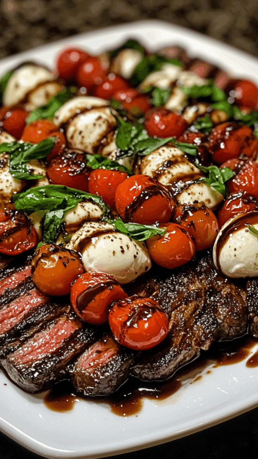 Charred Balsamic Grilled Flank Steak Caprese - Grandma Snacks